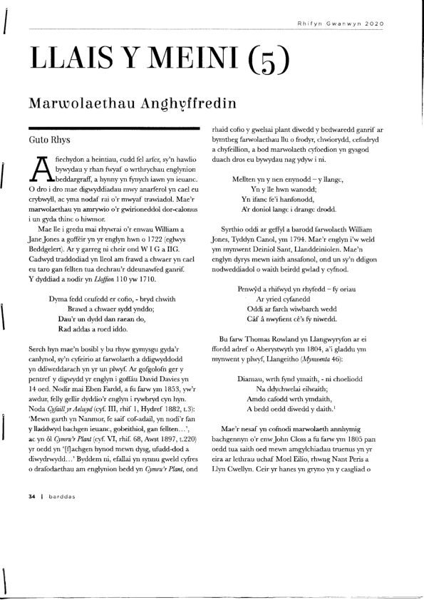 (PDF) Llais y Meini (5) - Marwolaethau Anghyffredin | Guto Rhys ...