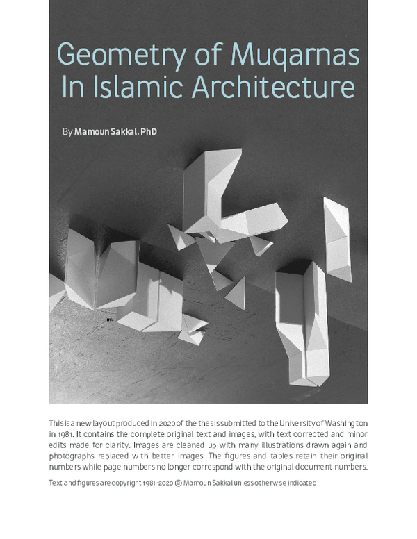 (PDF) Geometry of Muqarnas In Islamic Architecture