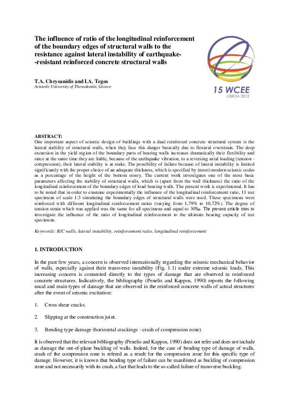 (PDF) The influence of ratio of the longitudinal reinforcement of the ...