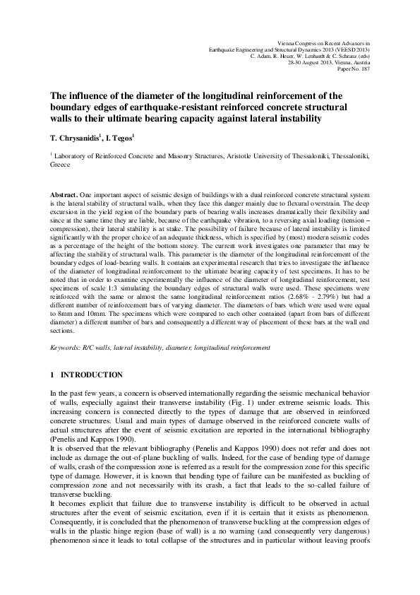 (PDF) The influence of the diameter of the longitudinal reinforcement ...