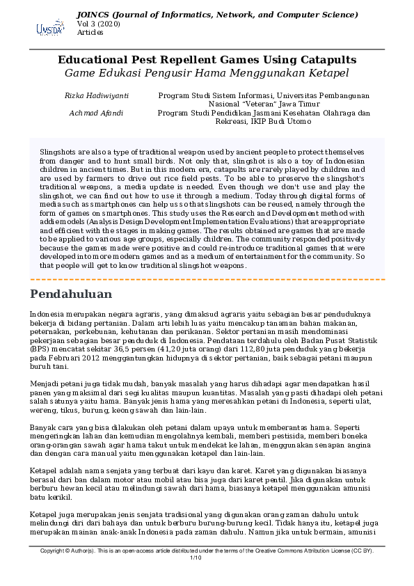 (PDF) Educational Pest Repellent Games Using Catapults Game Edukasi ...