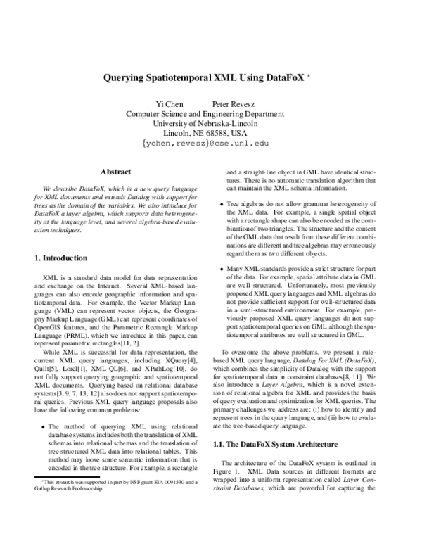 (PDF) Querying spatiotemporal XML using DataFoX