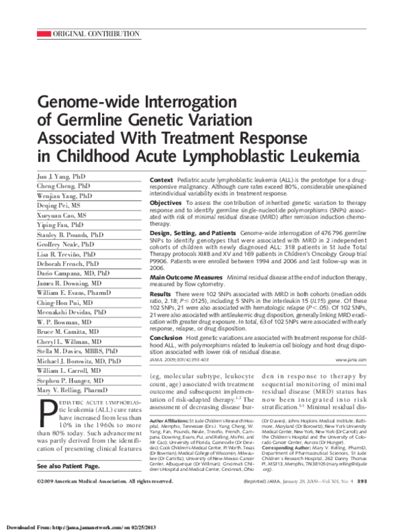 (PDF) Genome-wide Interrogation of Germline Genetic Variation Associated With Treatment Response ...
