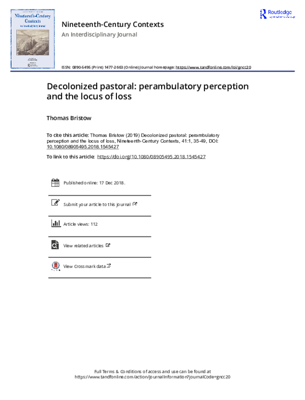 (PDF) Decolonized pastoral: perambulatory perception and the locus of loss