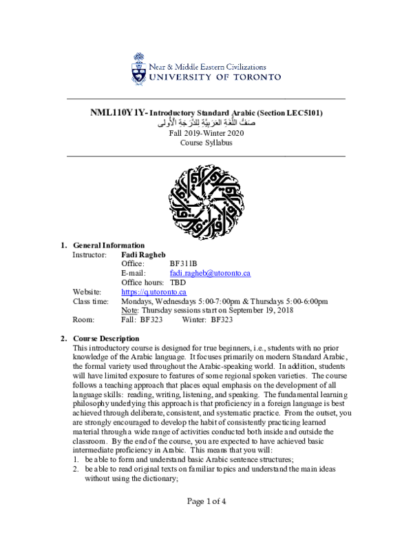 (PDF) NML110Y1Y - Introductory Standard Arabic | Fadi Ragheb - Academia.edu
