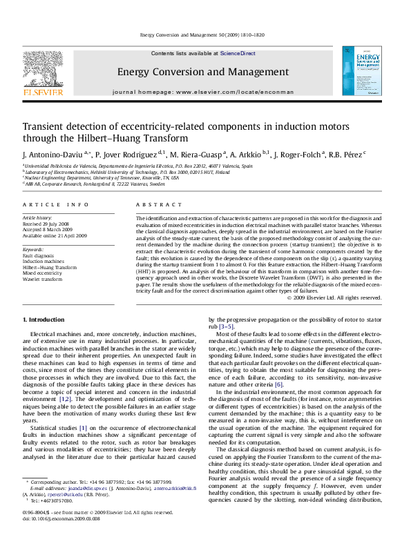 Pdf Transient Detection Of Eccentricity Related Components In Induction Motors Through The