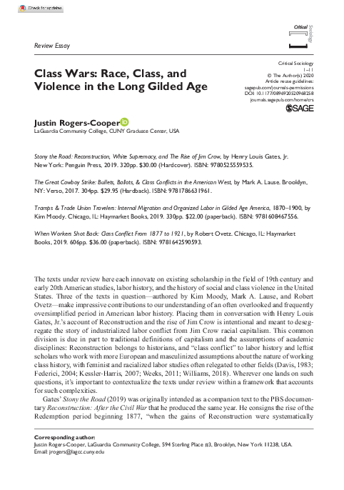 (PDF) Class Wars: Race, Class, and Violence in the Long Gilded Age