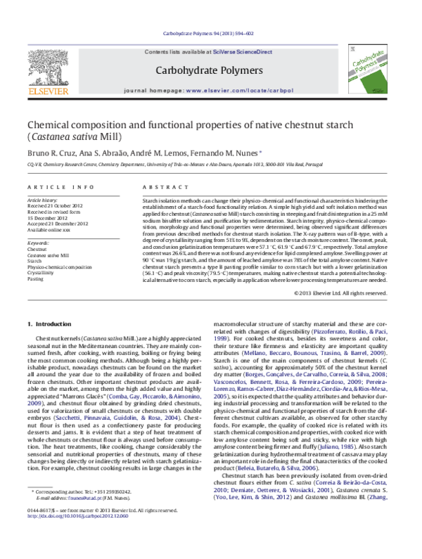 (PDF) Chemical composition and functional properties of native chestnut ...