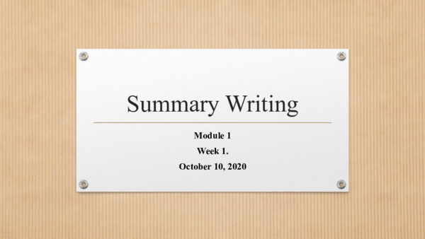 (PPT) Summary Writing