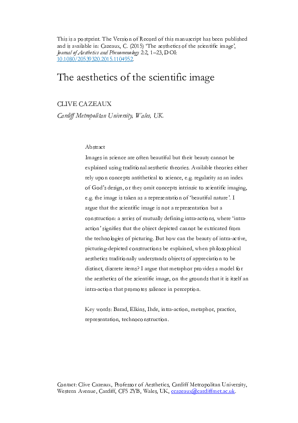 (PDF) The aesthetics of the scientific image