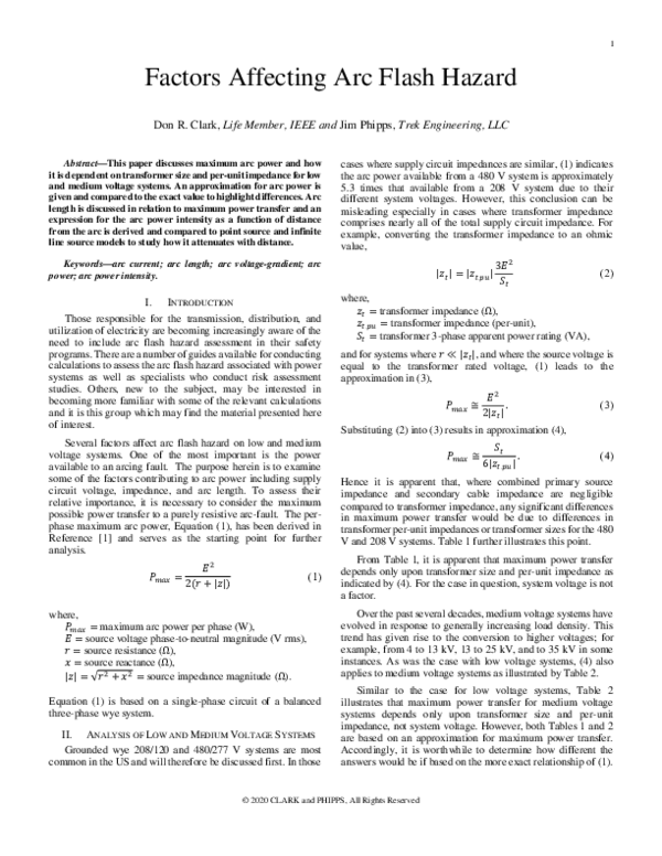 (PDF) Factors Affecting Arc Flash Hazard