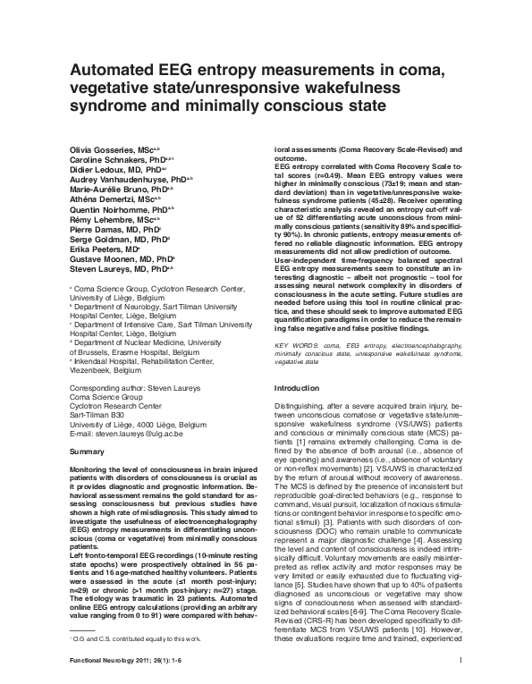 (PDF) Automated EEG entropy measurements in coma, vegetative state ...