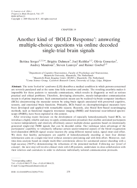 (PDF) Another kind of 'BOLD Response': answering multiple-choice ...