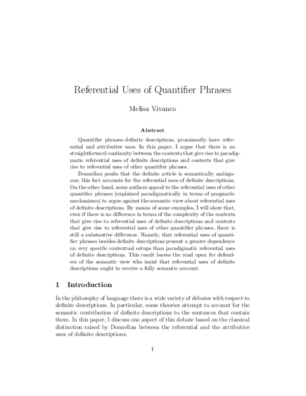 (PDF) Referential Uses of Quantifier Phrases