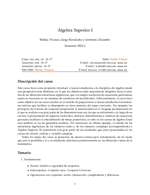 (PDF) Programa Álgebra Superior I (en línea)