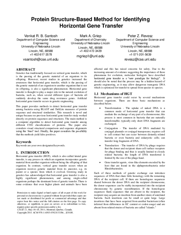 (PDF) Protein structure-based method for identifying horizontal gene ...