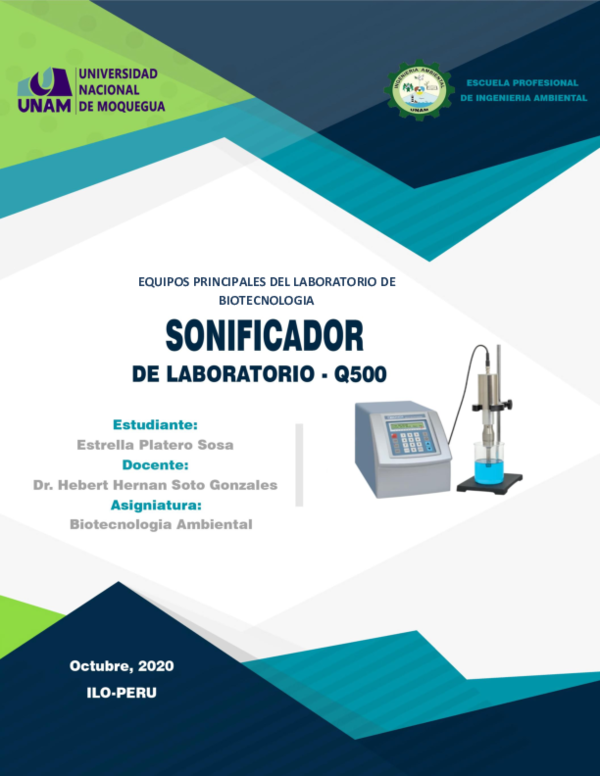 (PDF) EQUIPOS PRINCIPALES DEL LABORATORIO DE BIOTECNOLOGIA SONICADOR DE ...