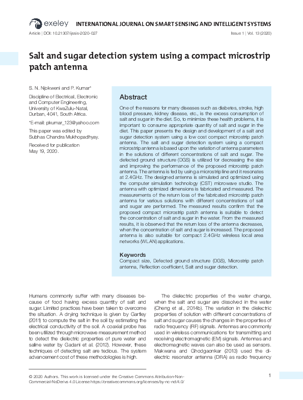 (PDF) Salt and sugar detection system using a compact microstrip patch ...