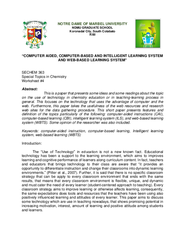 (PDF) "COMPUTER AIDED, COMPUTER-BASED AND INTELLIGENT LEARNING SYSTEM AND WEB-BASED LEARNING ...