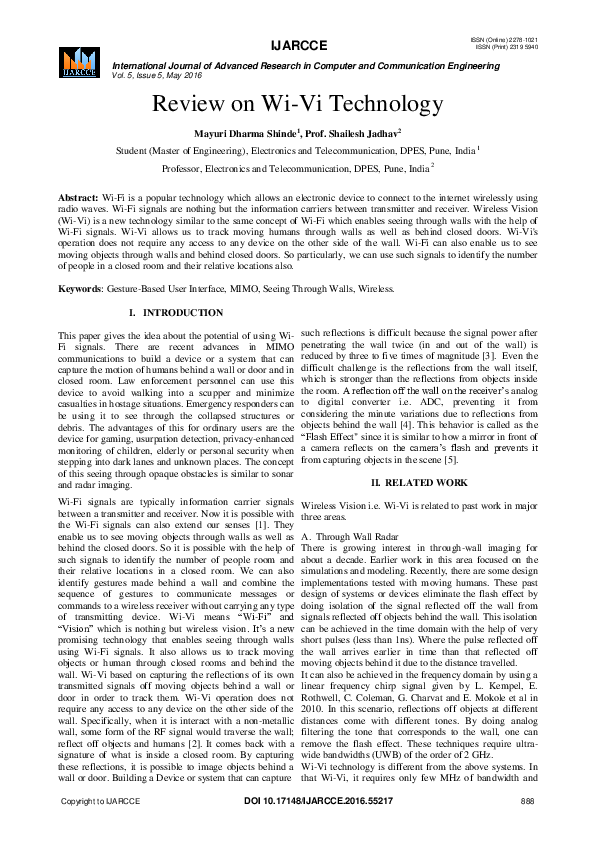 (PDF) IJARCCE Review on Wi-Vi Technology