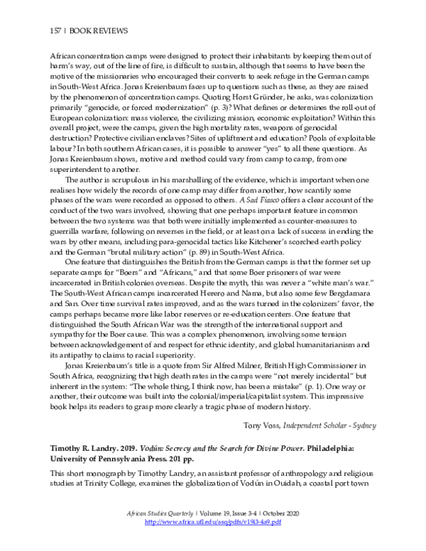 (PDF) Review of Timothy R. Landry, Vodún: Secrecy and the Search for ...
