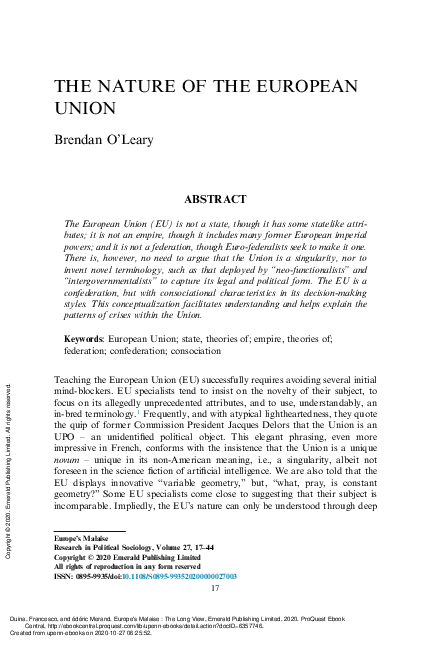 (PDF) The Nature of the European Union