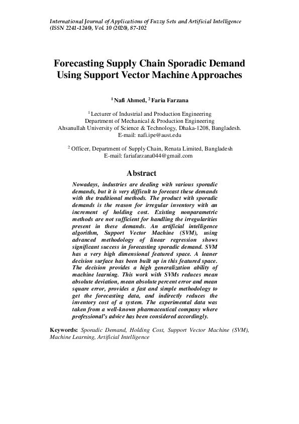 (PDF) Forecasting Supply Chain Sporadic Demand Using Support Vector ... (PDF) Forecasting Supply Chain Sporadic Demand Using Support Vector ...
