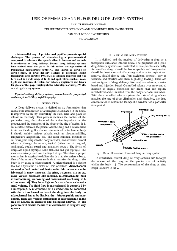 (PDF) USE OF PMMA CHANNEL FOR DRUG DELIVERY SYSTEM