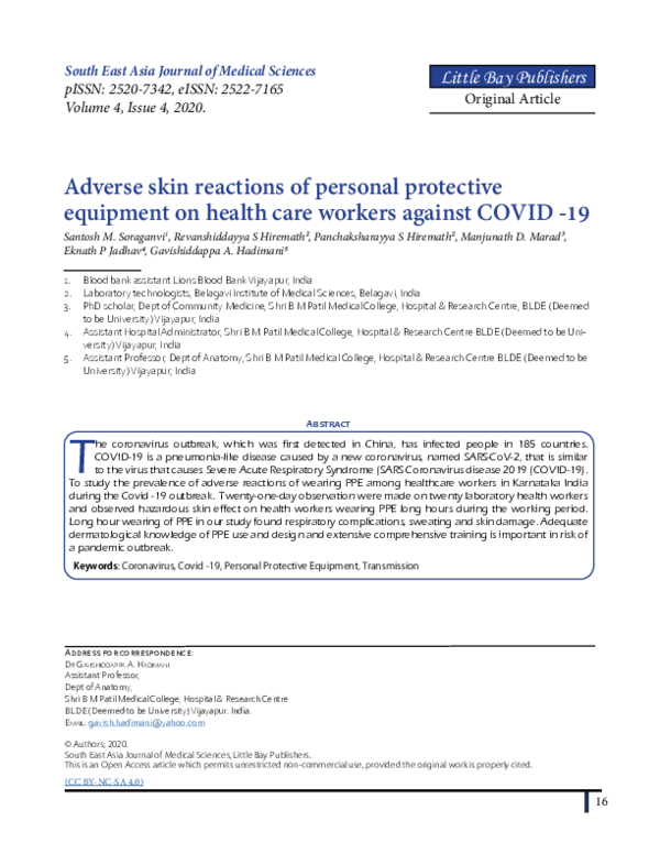 (PDF) Adverse skin reactions of personal protective equipment on health ...