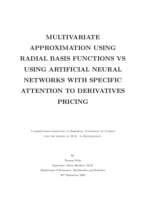 Pdf Multivariate Approximation Using Radial Basis Functions Vs Using Artificial Neural