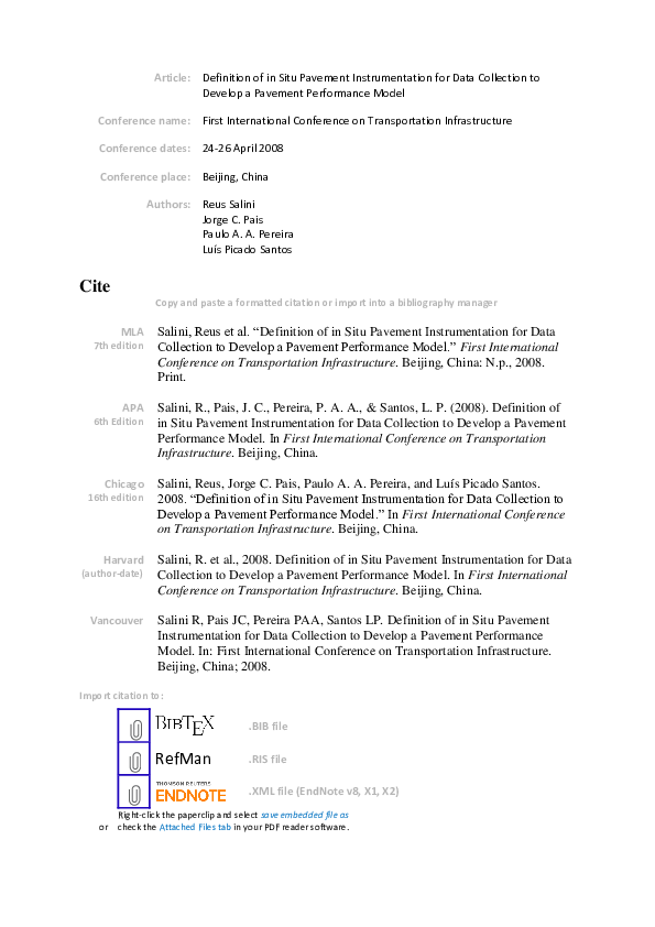 (PDF) Definition of in Situ Pavement Instrumentation for Data ...