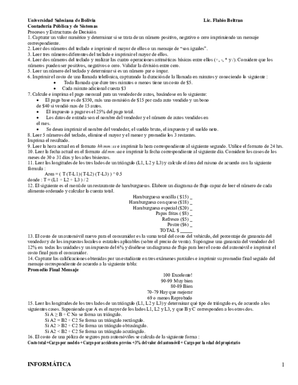 (DOC) Ejemplos de algoritmos