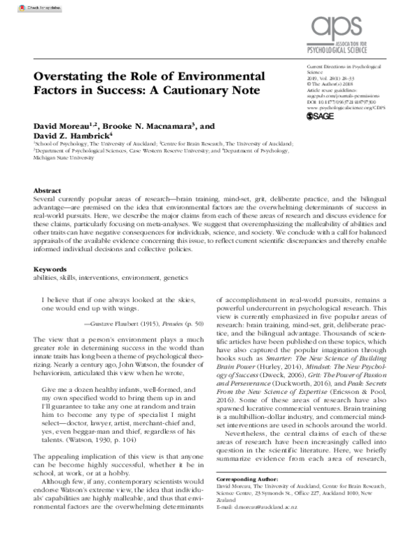 (PDF) Overstating the role of environmental factors in success: A ...