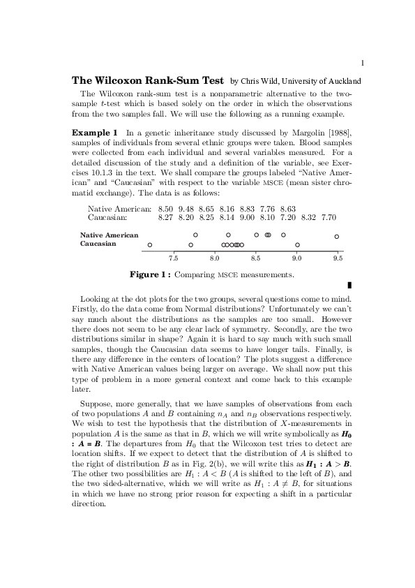 (PDF) Reference :The Wilcoxon Rank-Sum Test