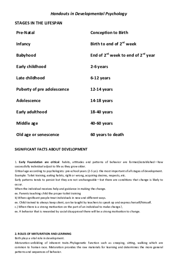 (DOC) Handouts in Developmental Psychology