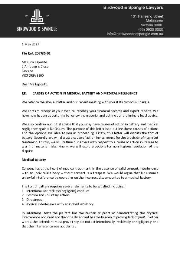 (PDF) Letter to Client FINAL