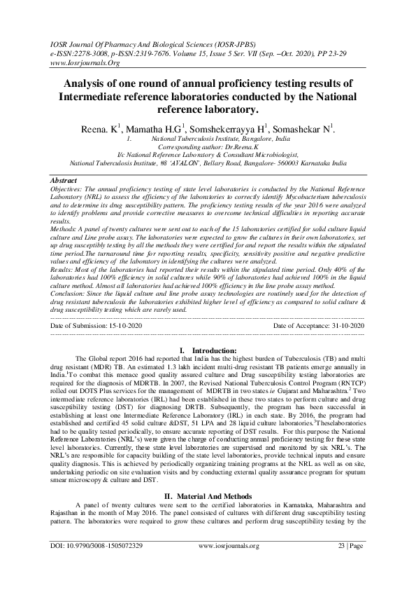 (PDF) Analysis of one round of annual proficiency testing results of ...