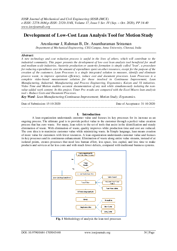 (PDF) Development of Low-Cost Lean Analysis Tool for Motion Study
