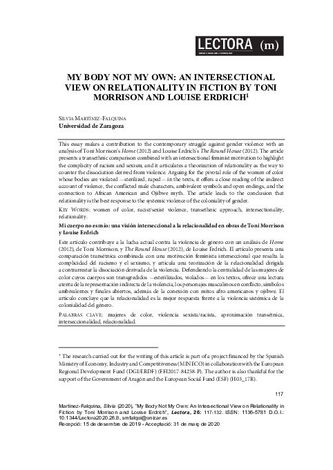 (PDF) vol. 26 (2020) Silvia Martínez-Falquina MY BODY NOT MY OWN: AN ...
