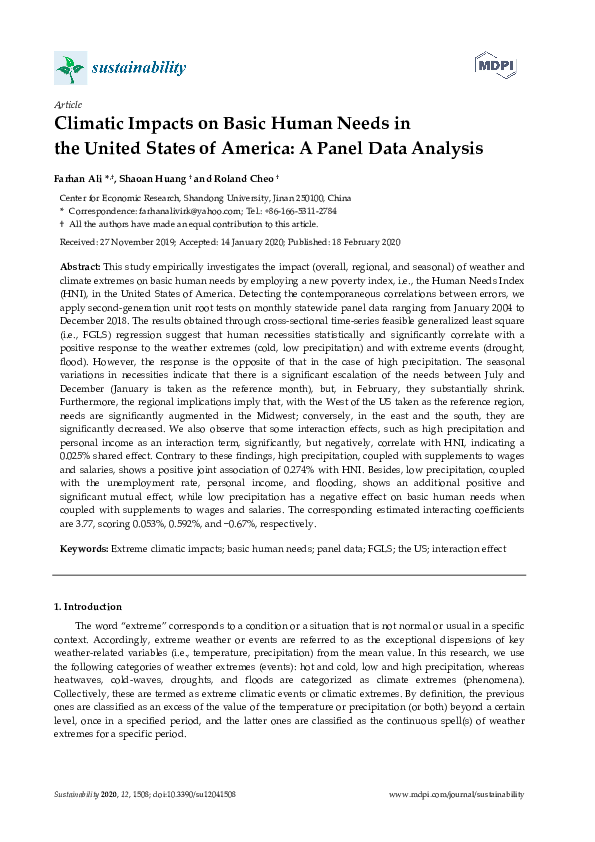 (PDF) Climatic Impacts on Basic Human Needs in the United States of ...