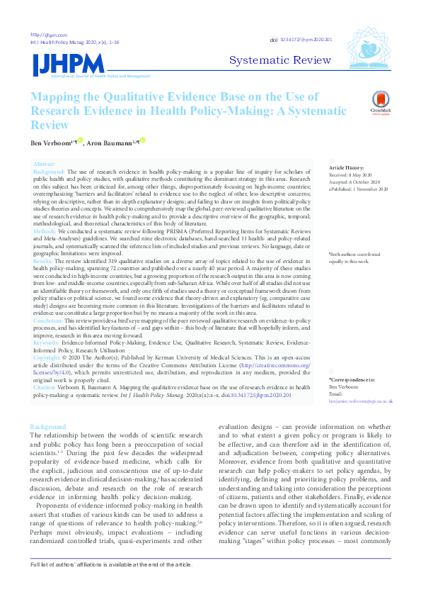 (PDF) Mapping the Qualitative Evidence Base on the Use of Research ...