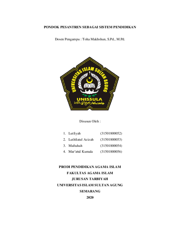(PDF) PONDOK PESANTREN SEBAGAI SISTEM PENDIDIKAN