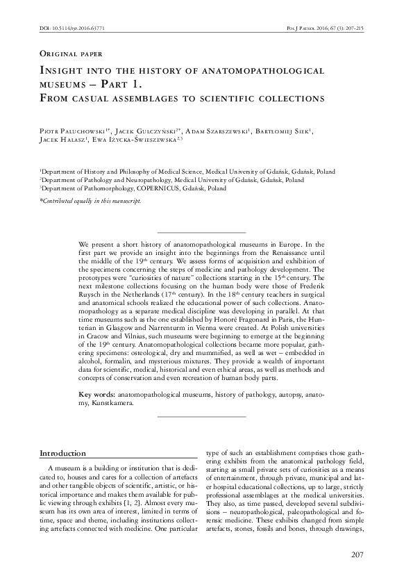 (PDF) Original paper - Insight into the history of anatomopathological ...