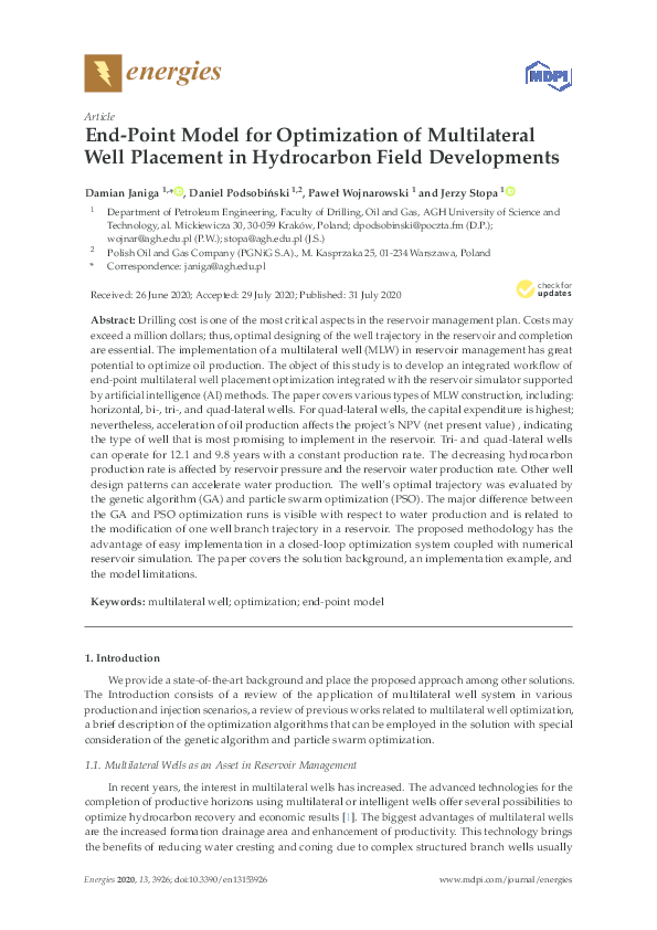 (PDF) End-Point Model for Optimization of Multilateral Well Placement in Hydrocarbon Field ...