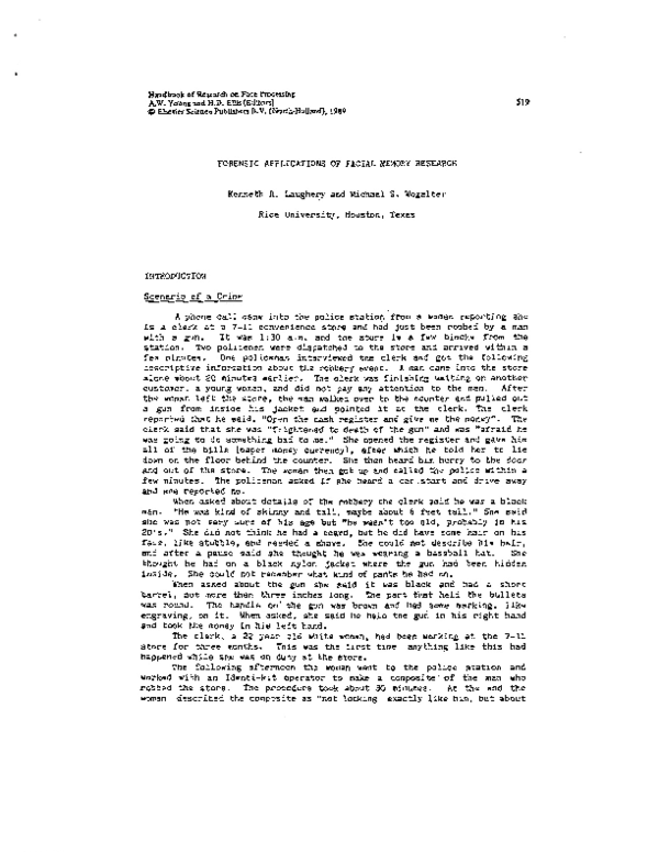 (PDF) FORENSIC APPLICATIONS OF FACIAL MEMORY RESEARCH