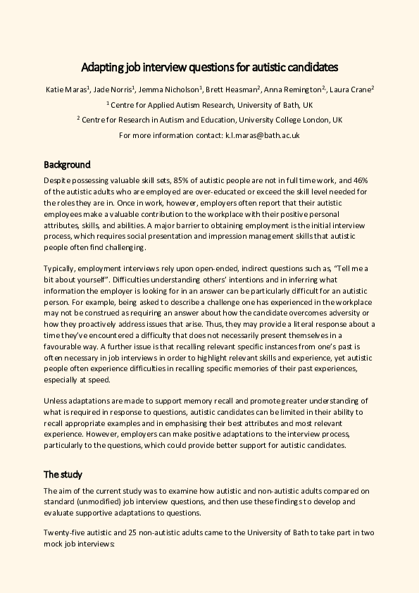 (PDF) Adapting job interview questions for autistic candidates