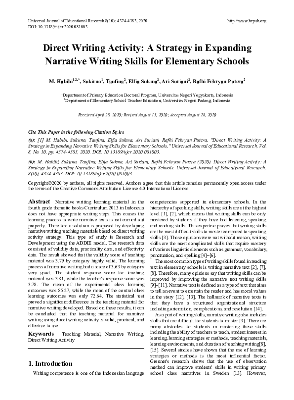 (PDF) Direct Writing Activity: A Strategy in Expanding Narrative ...