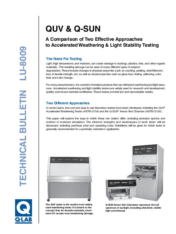 (PDF) TECHNICAL BULLETIN LU-8009 QUV & Q-SUN A Comparison of Two ...