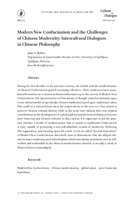 (PDF) Modern New Confucianism and the Challenges of Chinese Modernity ...