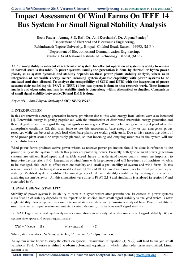 (PDF) Impact Assessment Of Wind Farms On IEEE 14 Bus System For Small ...